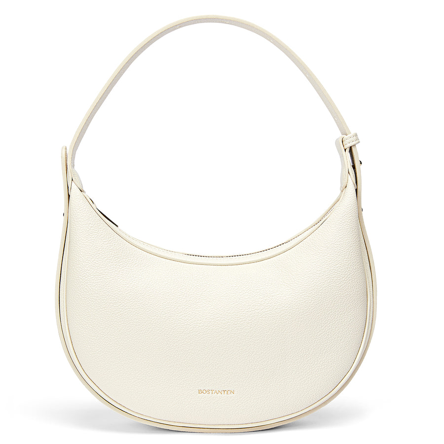 Elegant Crescent Moon White Leather Hobo Bag - Chic and Versatile ...