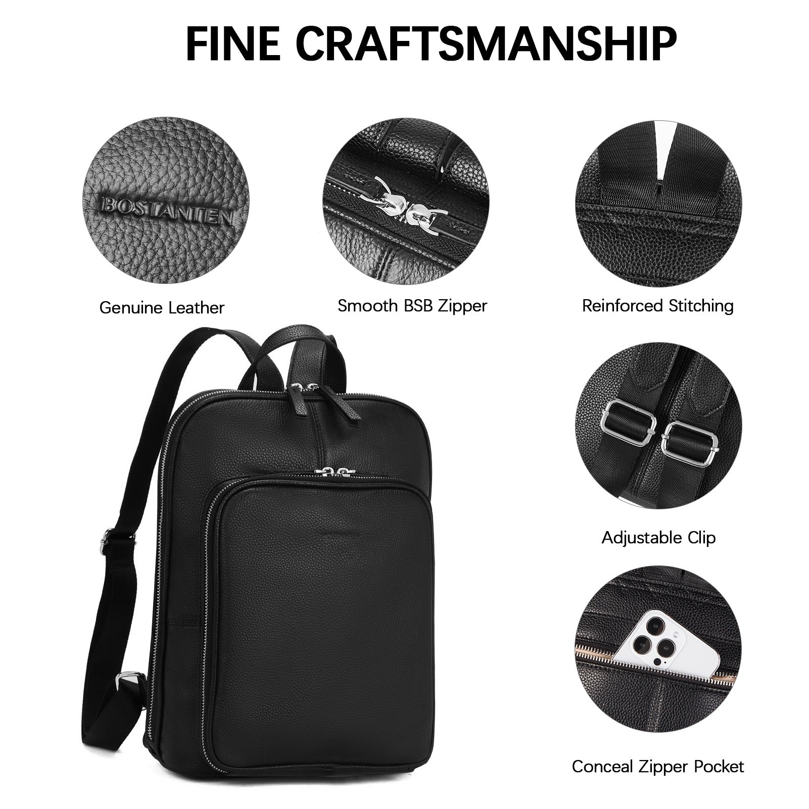 Vrba Genuine Leather Backpack Purse — Bostanten – BOSTANTEN