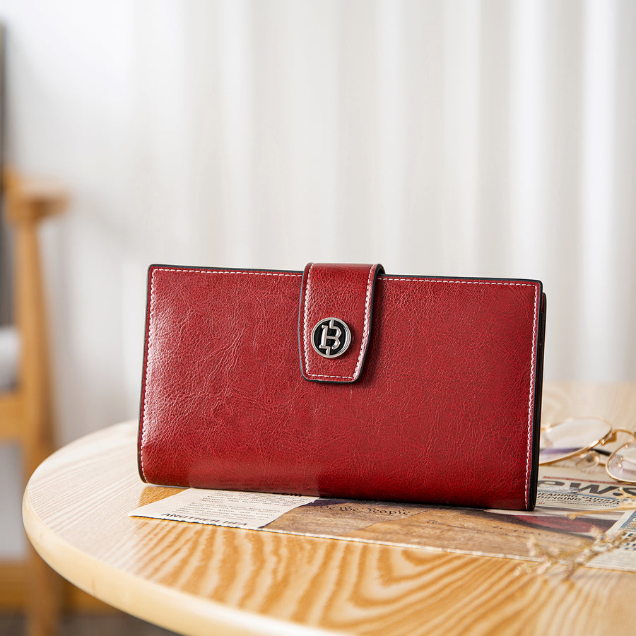 Lomy RFID Genuine Leather Wallet For Women With Zipper Pocket ...