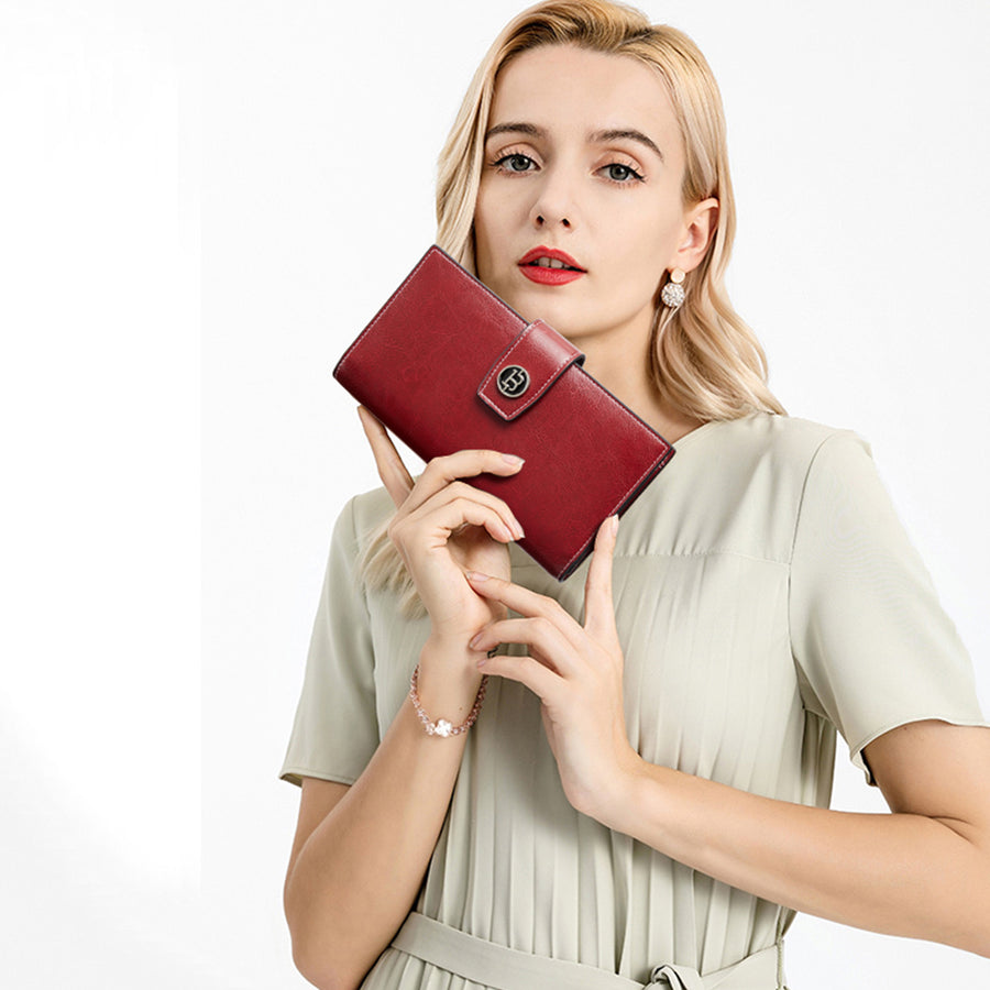 Lomy RFID Genuine Leather Wallet For Women With Zipper Pocket ...